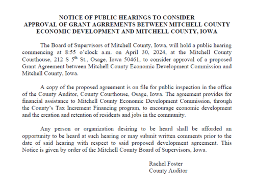 Public Notices – Mitchell County, IA